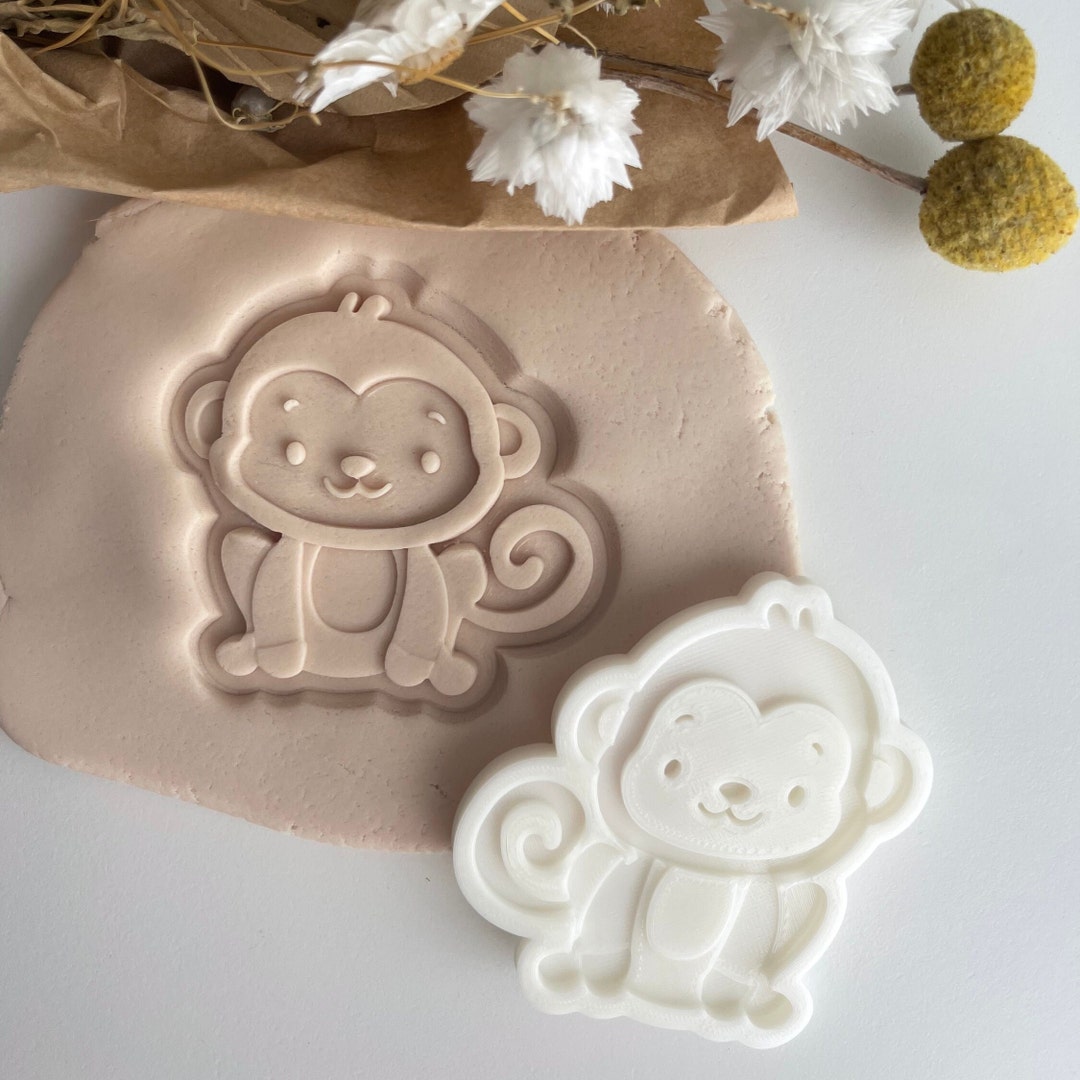 Monkey Cookie Cutter & Fondant Stamp, Debosser, Zoo Animals, Safari Cookie Cutter, Jungle Animal ...