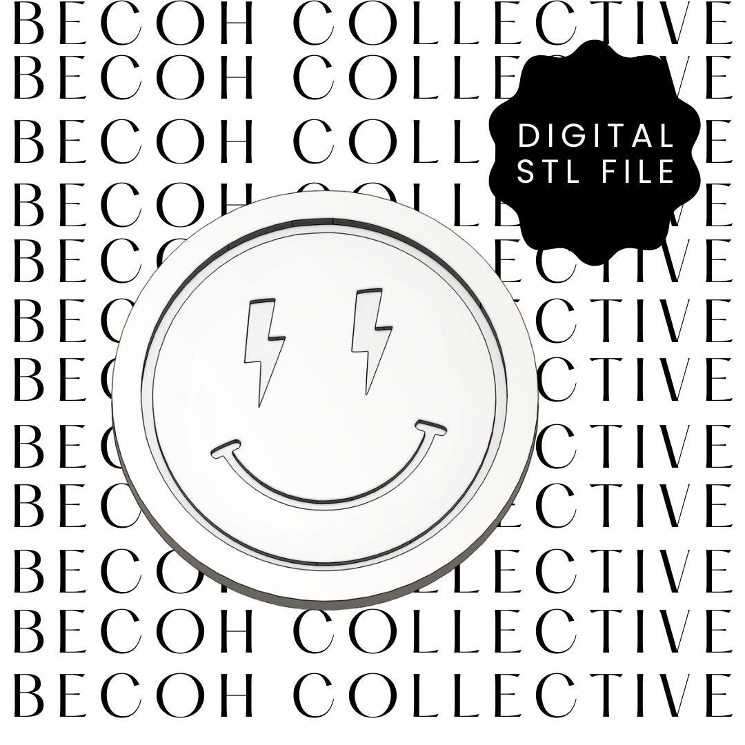 Digital STL File Lightning Smile Face Cookie Stamp & Cutter, STL File ...