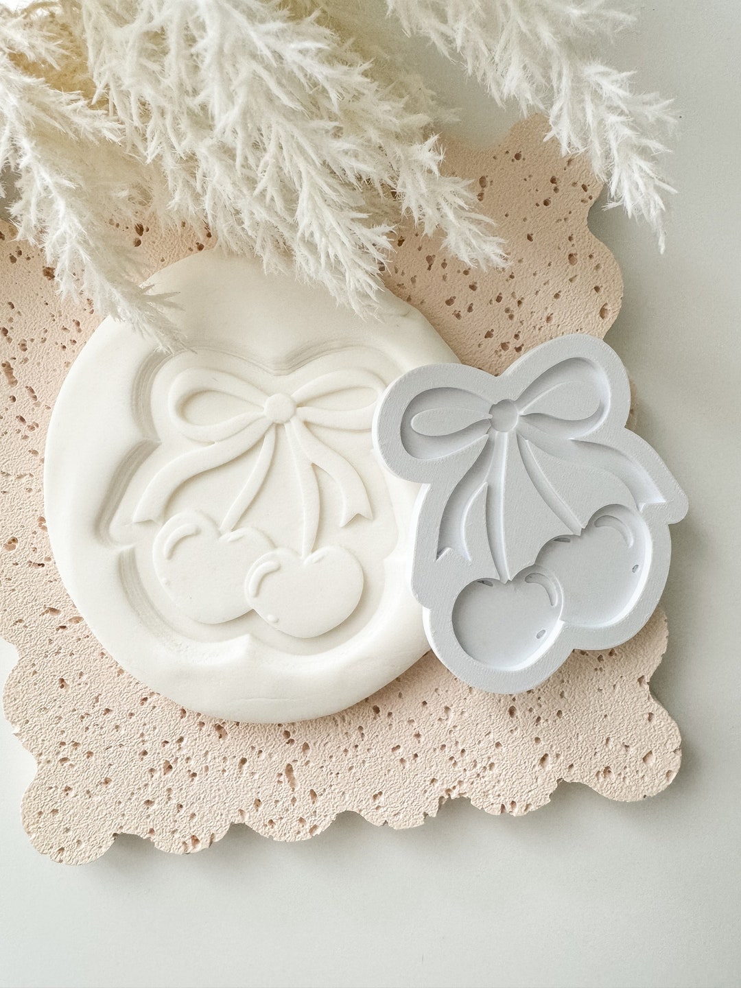 Cherry Hearts With Bow Cookie Stamp & Cutter, Cherry Cookie Cutter ...