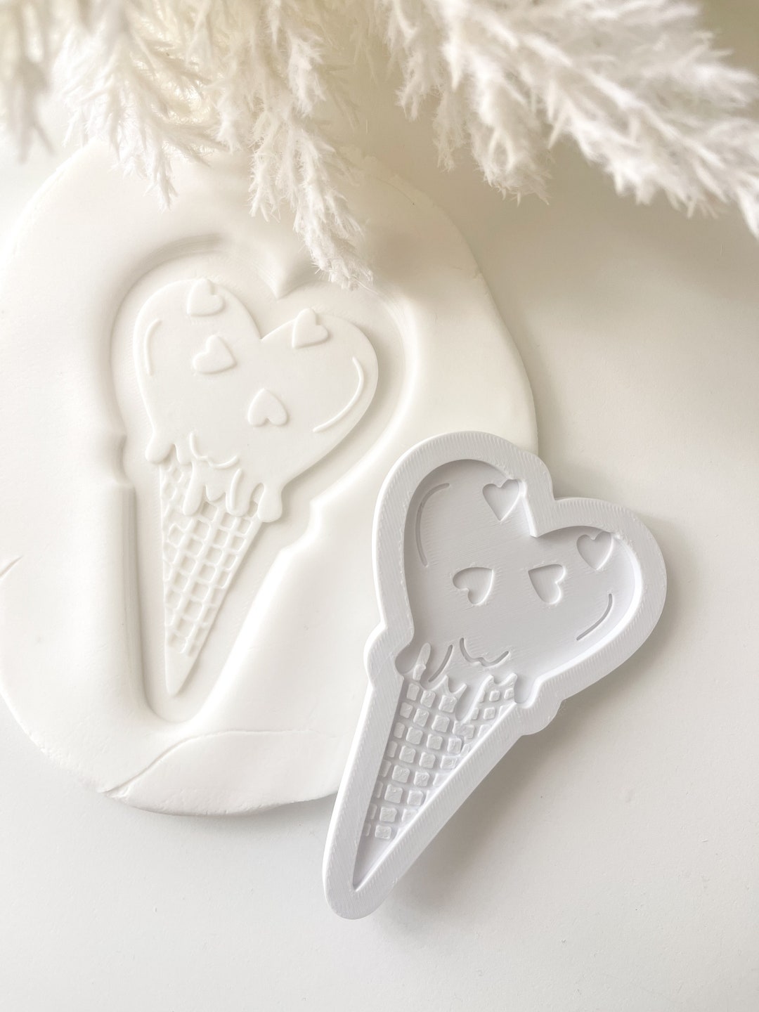 Heart Ice Cream Cone Cookie Stamp & Cutter, Love Themed Cookies ...