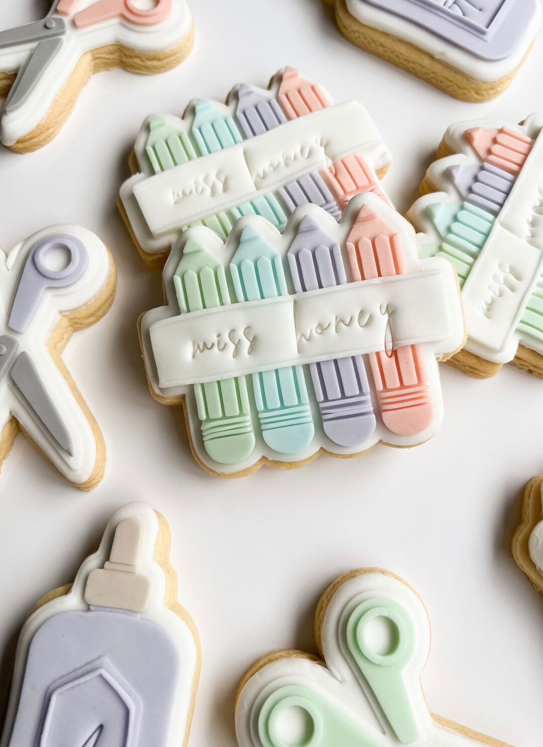 Pencils With Personalised Label Cookie Stamp & Cutter, Teacher ...
