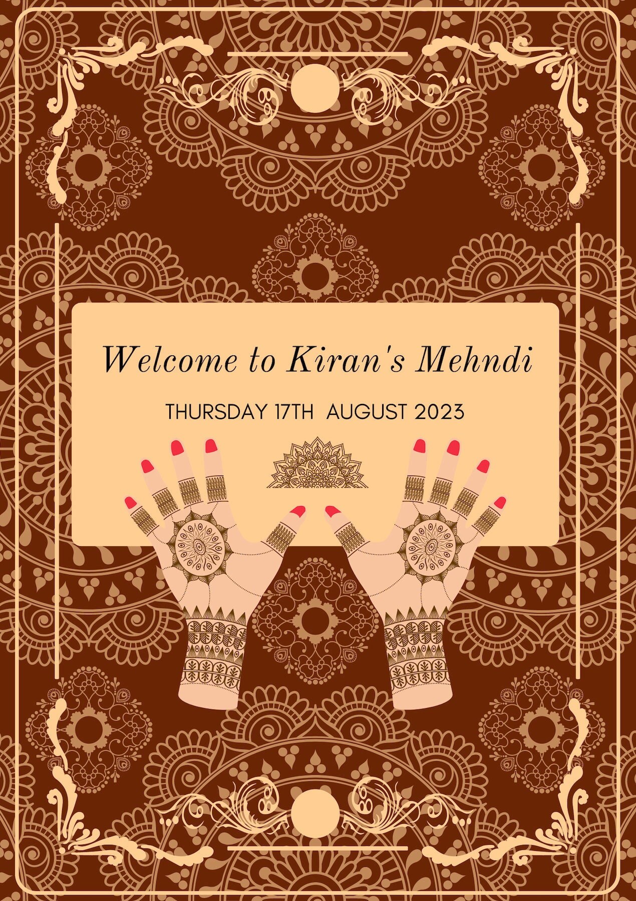 Mehndi Welcome Sign, Personalised Template Digital File - Etsy