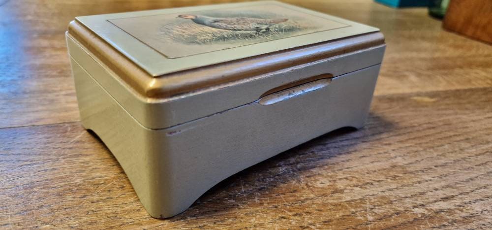 Retro Wooden Jewellery Trinket Box With Partridge Design - Etsy