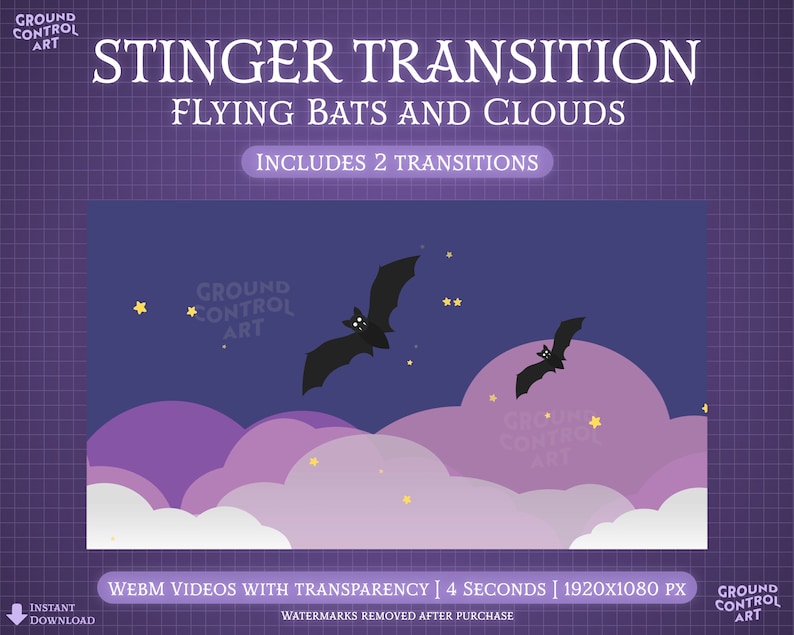 Stinger Transition | Animated Bats and Clouds Live Stream Transition ...