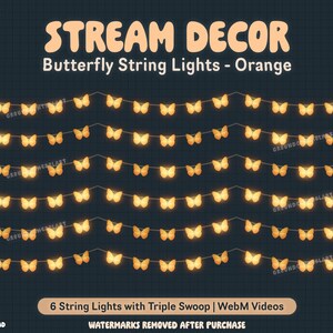 Orange Butterfly String Lights Animated Stream Decor | Livestream ...
