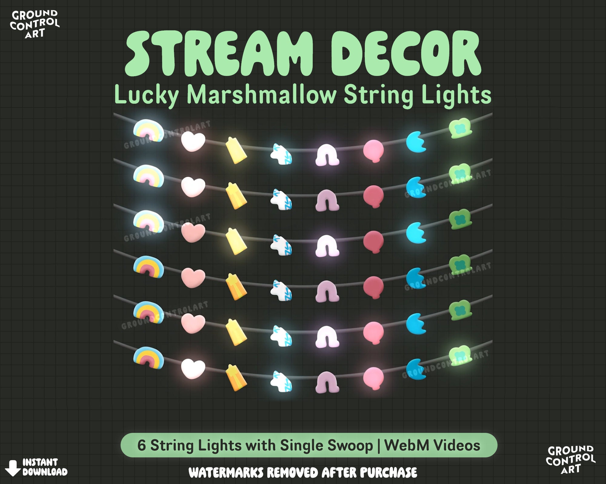 Lucky Marshmallow String Lights Animated Stream Decor | Livestream ...