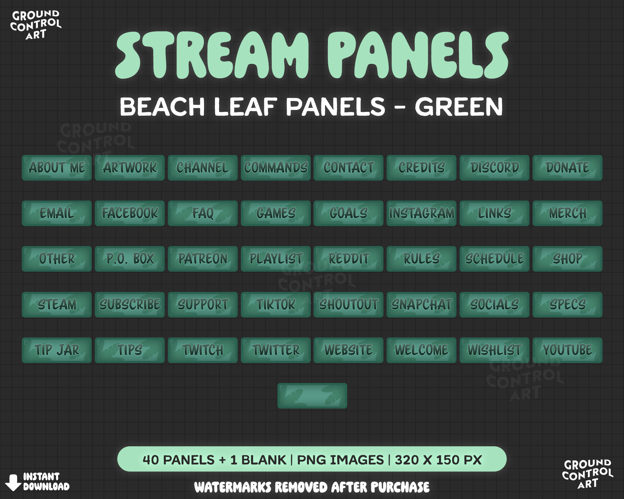 Green Beach Seashell Stream Pack | Animated Livestream Overlay Pack ...