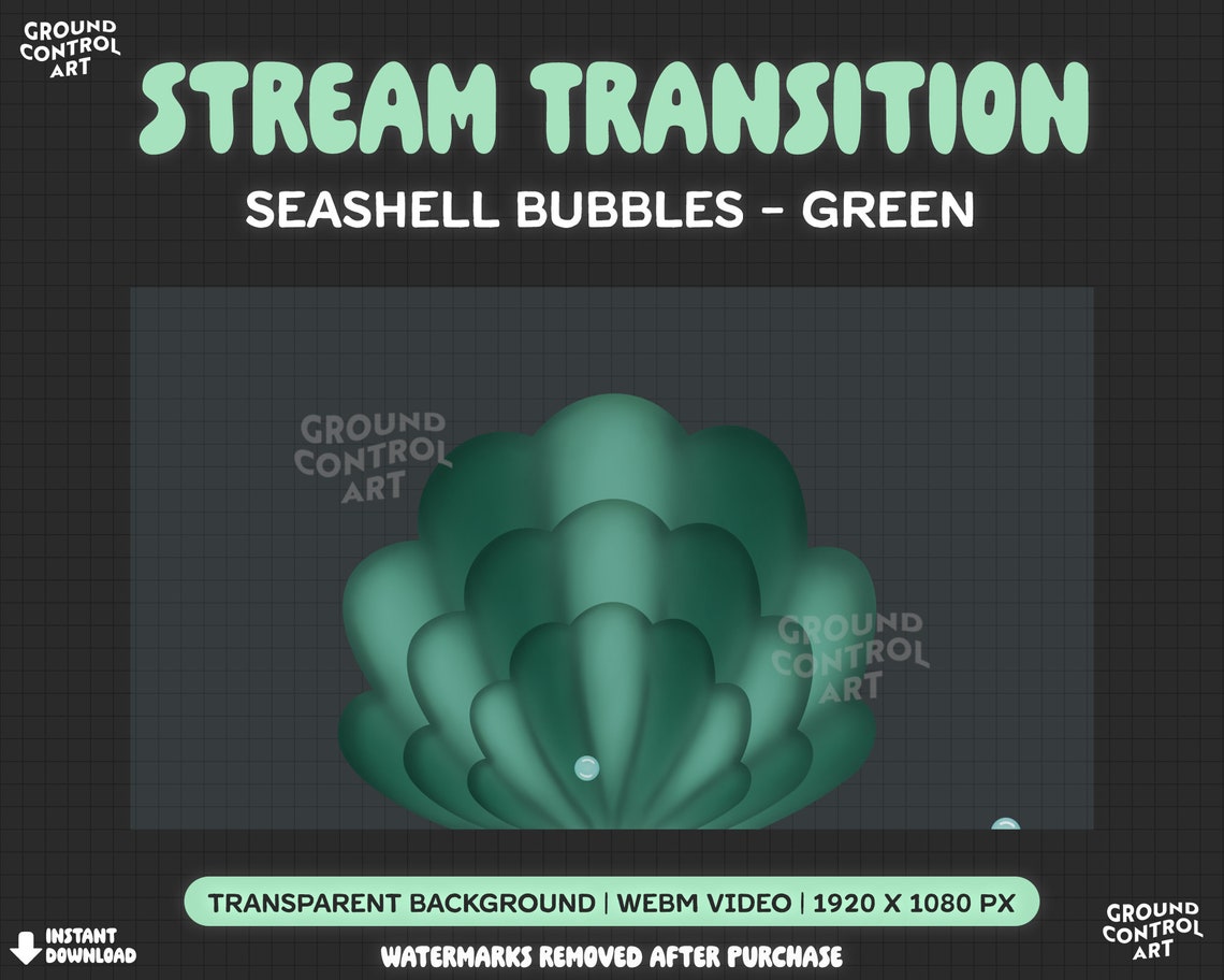Green Beach Seashell Stream Pack | Animated Livestream Overlay Pack ...