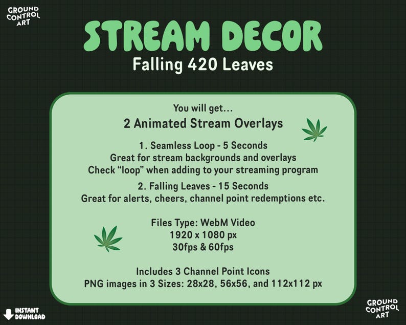 Falling 420 Leaves Animated Overlay | Great for Livestream Alert ...