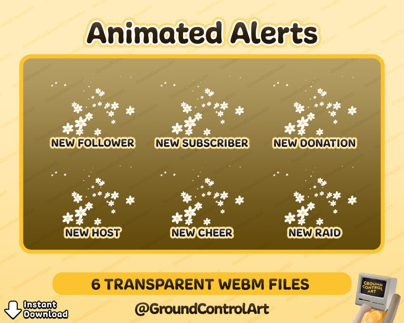 Twitch Stream Alerts | Cute Animated Daisy Flower Alerts | New Follower ...