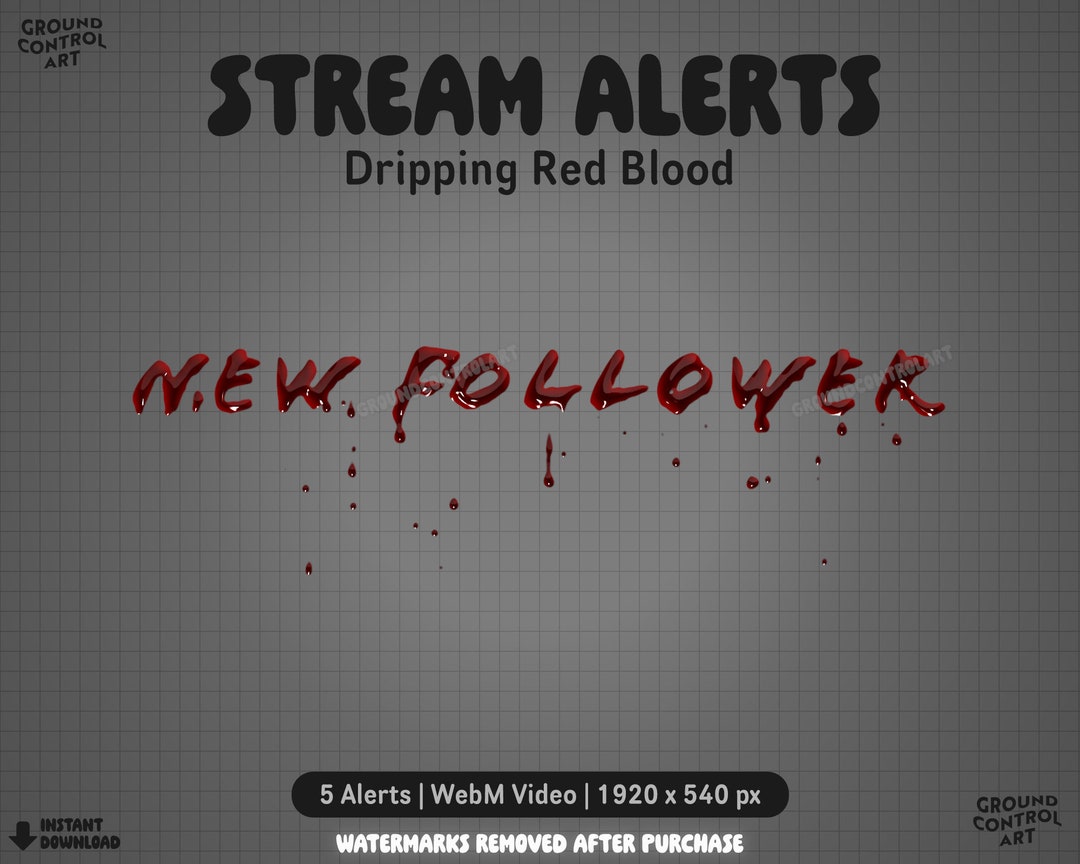 Red Blood Stream Alerts | Animated Livestream New Follower Alert Twitch | Dripping Blood Horror ...