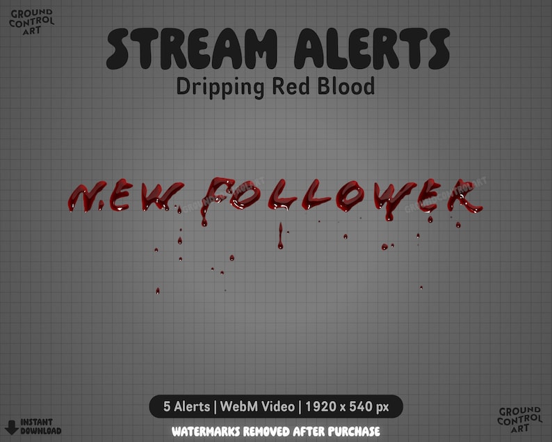 Red Blood Stream Alerts | Animated Livestream New Follower Alert Twitch ...