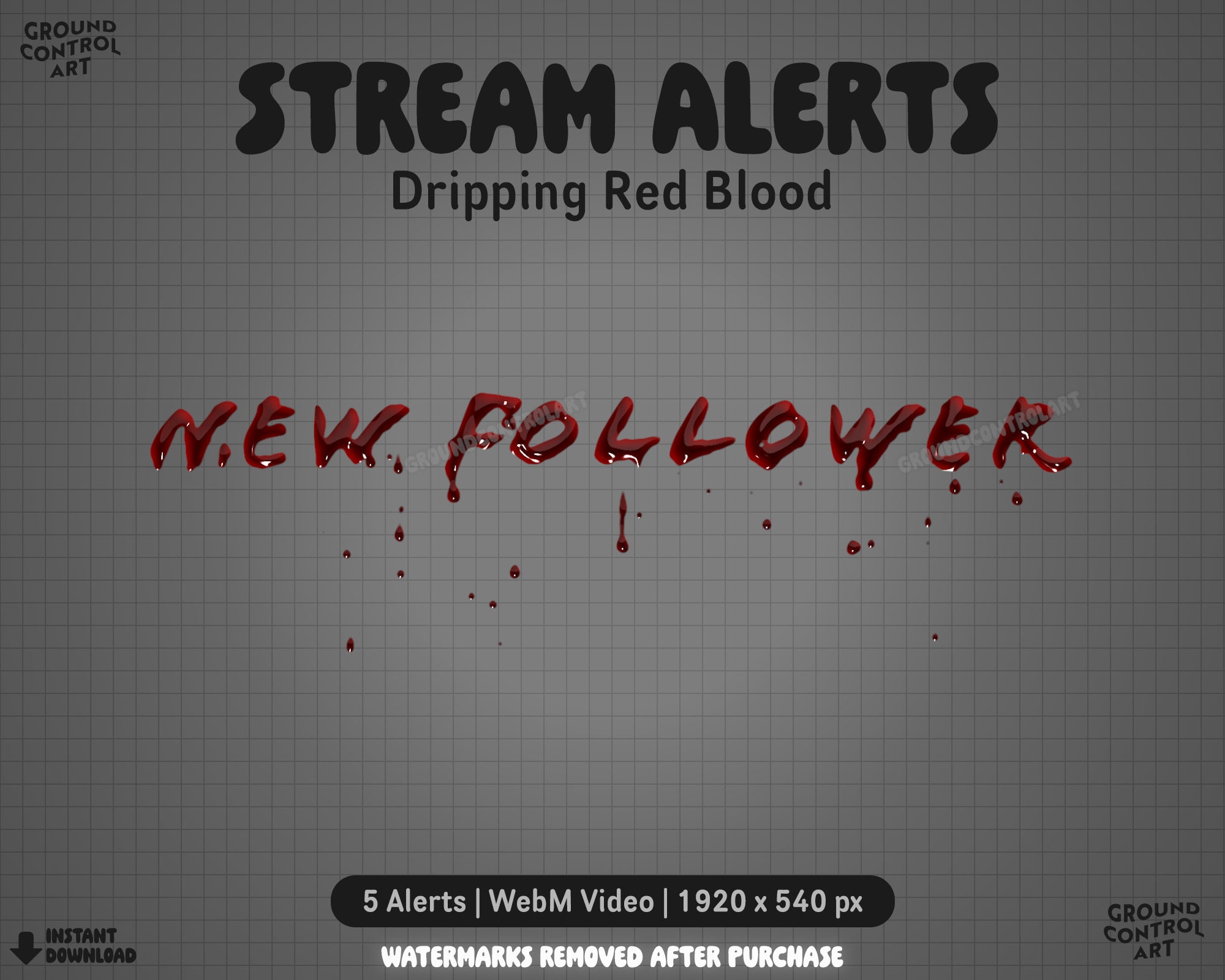 Red Blood Stream Alerts | Animated Livestream New Follower Alert Twitch ...