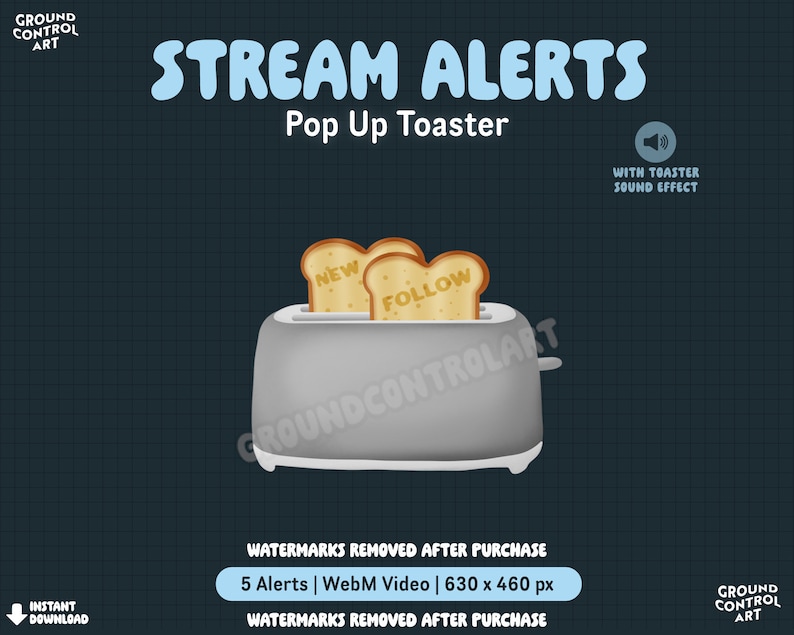 Toaster Stream Alerts | Animated Livestream New Follower Twitch ...