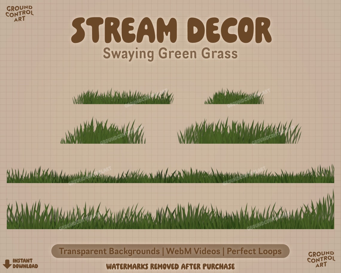 Swaying Green Grass Animated Overlay | Transparent Livestream Animation ...
