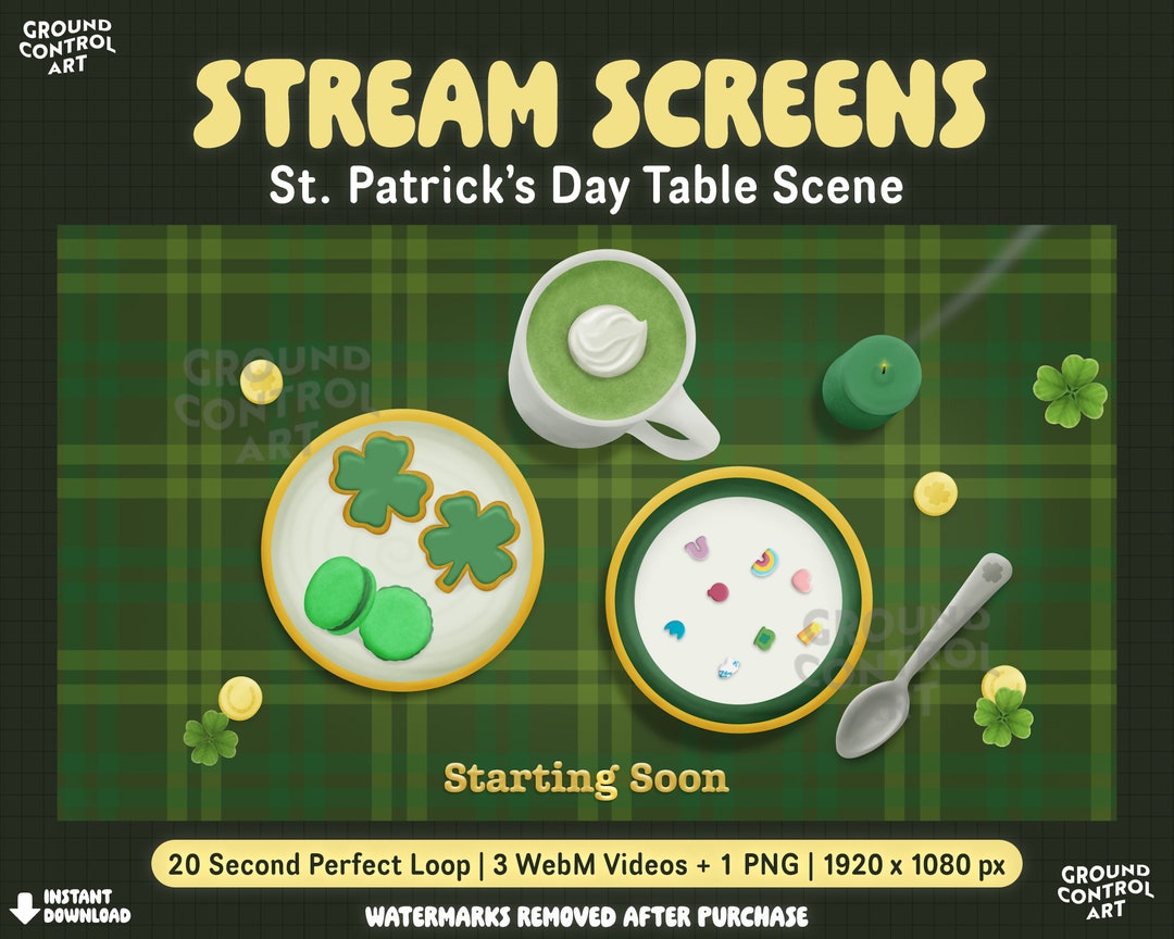 St. Patrick's Day Livestream Stream Screens | Animated Stream Starting ...