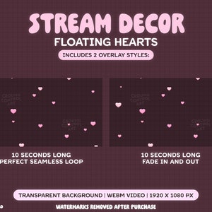 Floating Hearts Animated Overlay | Pink Hearts Transparent Animation ...