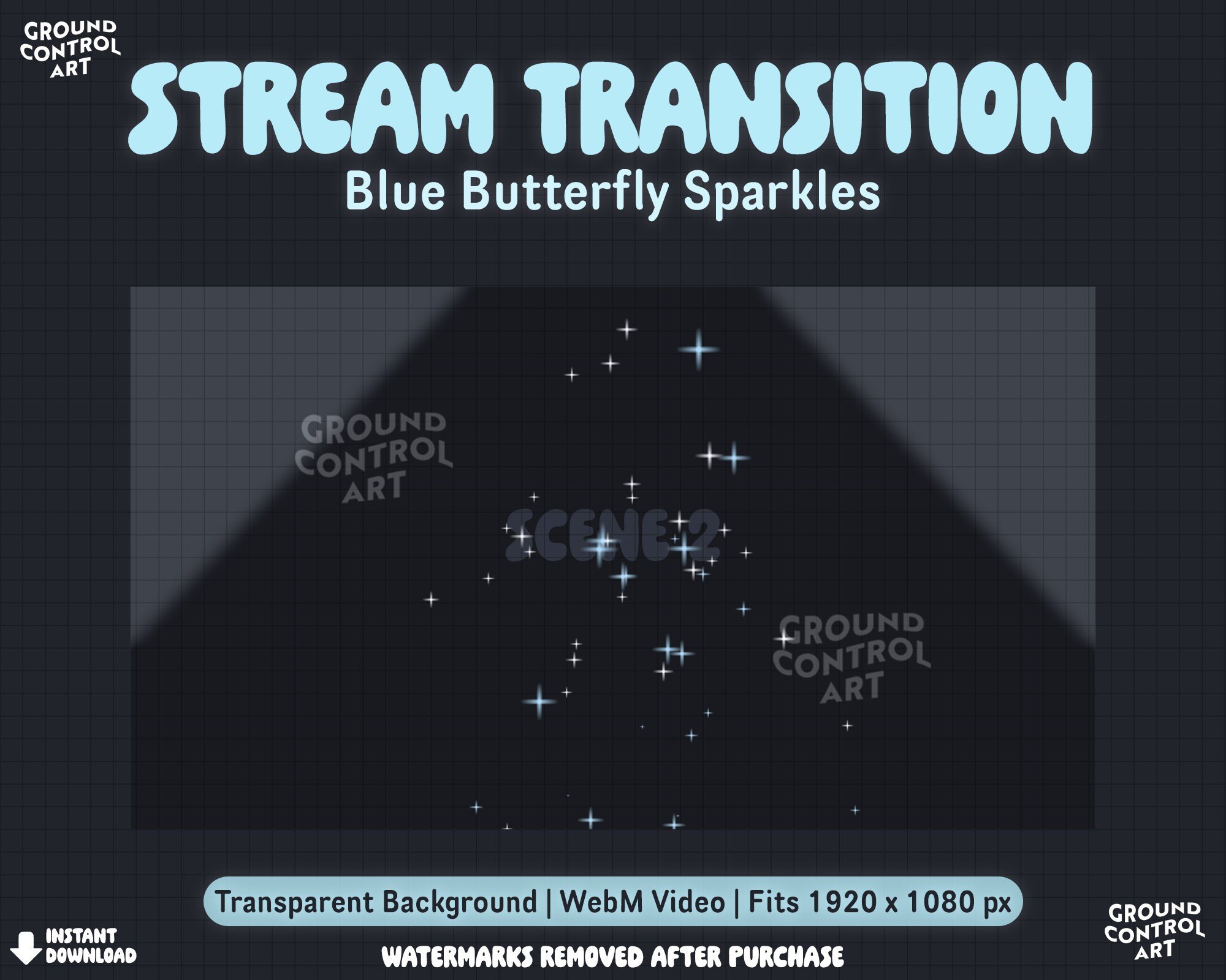 Blue Butterfly Sparkling Stream Transition | Animated Livestream Scene ...