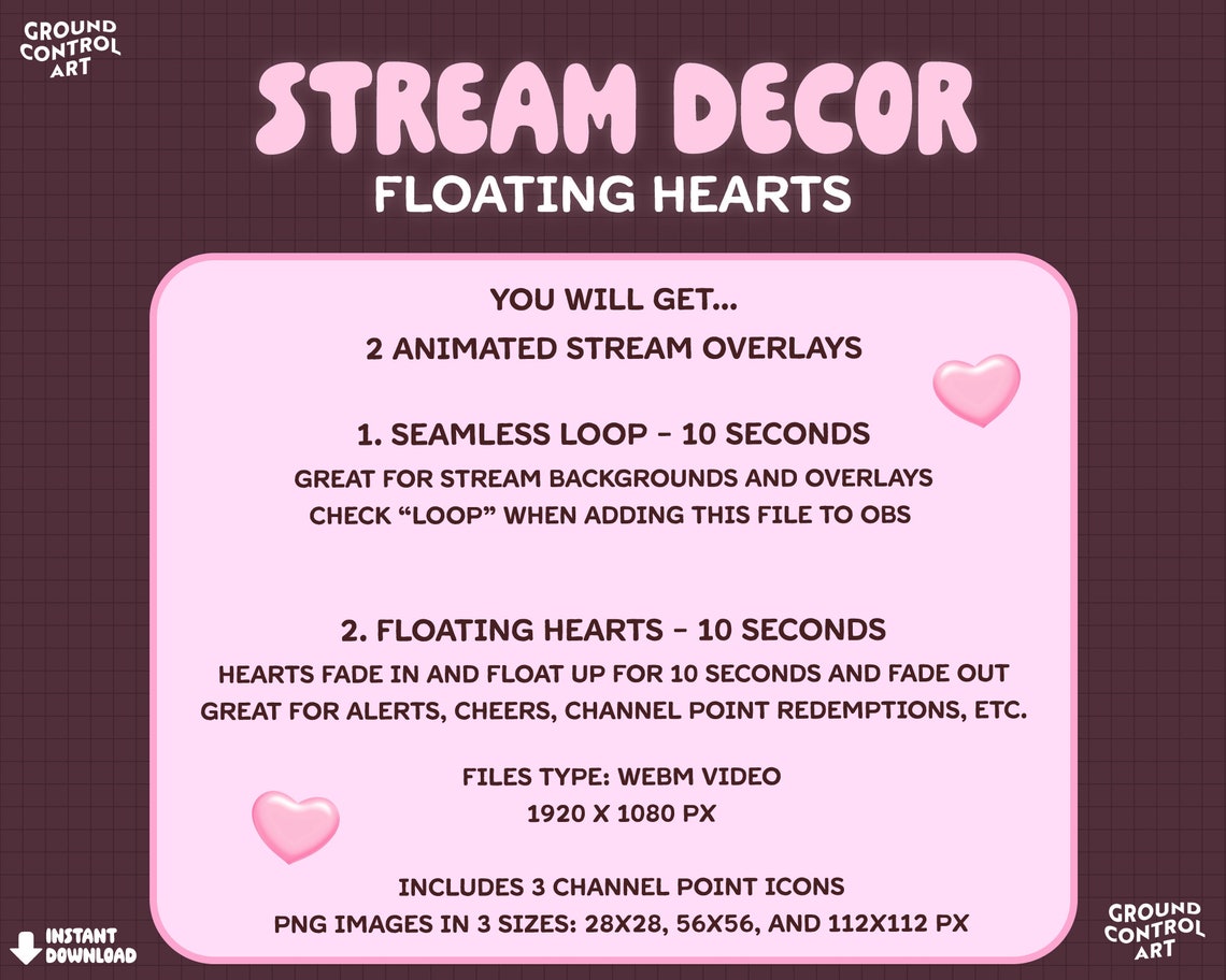 Floating Hearts Animated Overlay | Pink Hearts Transparent Animation ...