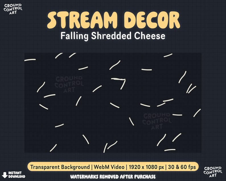 Shredded Cheese Animated Overlay for Livestream | Transparent Animation ...