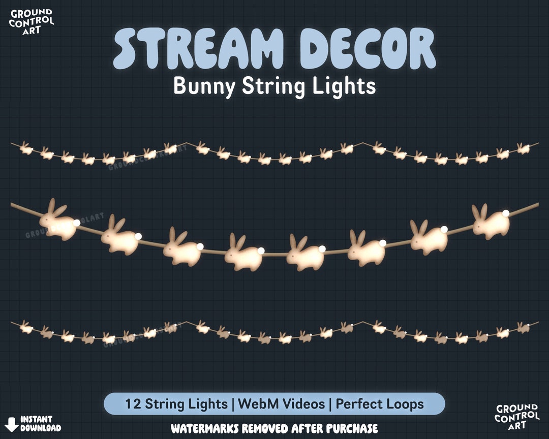 Bunny String Lights Animated Stream Decor | Livestream Decoration ...