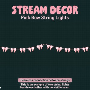 Pink Bow String Lights Animated Stream Decor | Livestream Decoration ...