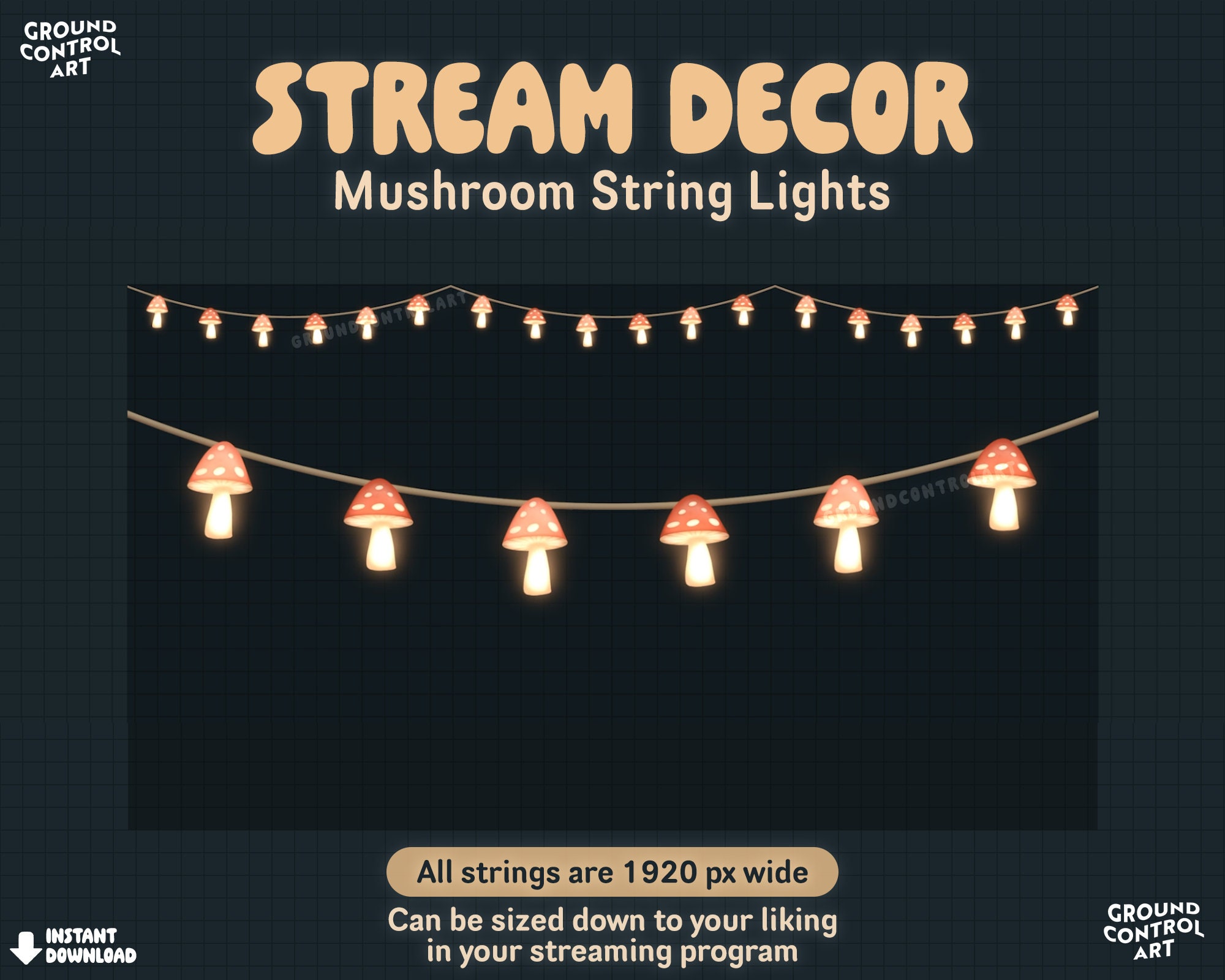 Mushroom String Lights Animated Stream Decor | Livestream Decoration ...