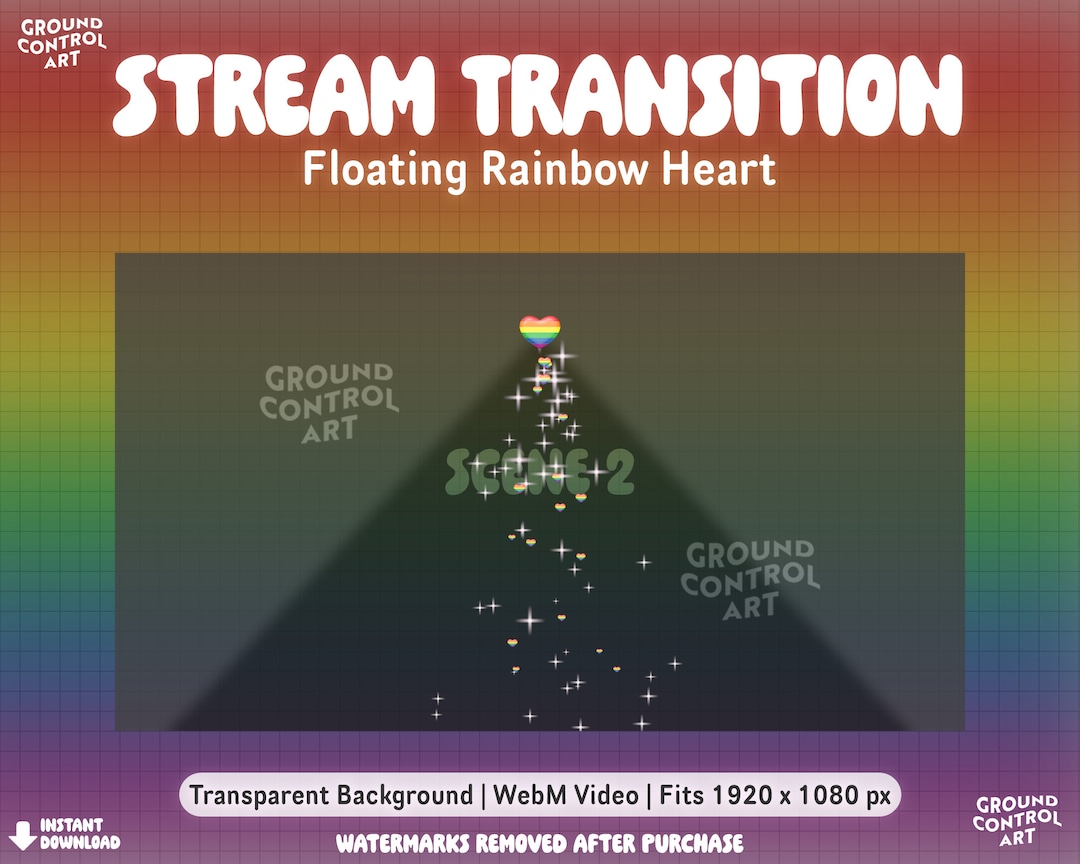 Rainbow Heart Sparkling Stream Transition | Animated Livestream Scene ...