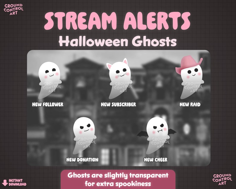 Twitch Stream Alerts | Animated Halloween Ghosts | Spooky Halloween Cat ...