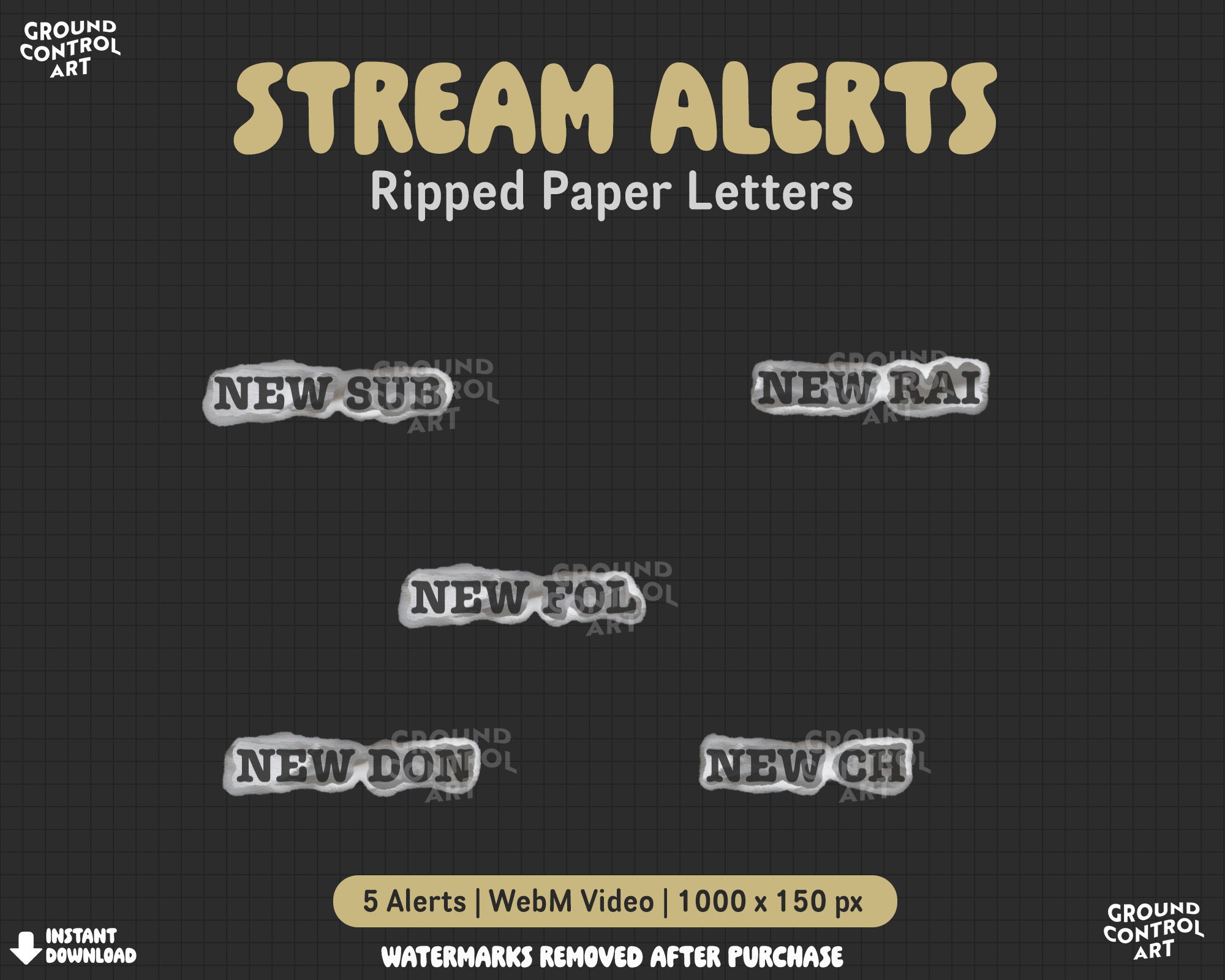 Ripped Paper Stream Alerts | Animated Livestream New Follower Alert ...
