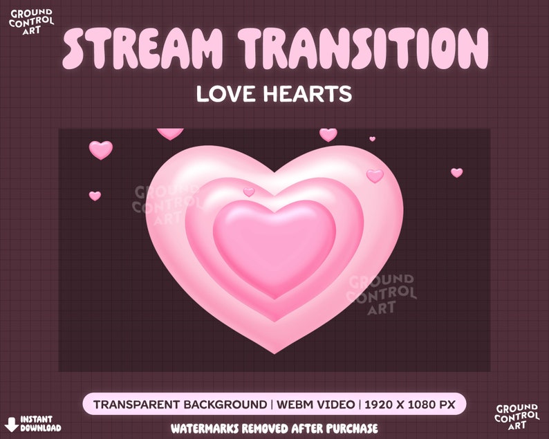 Stream Transition | Animated Pink Hearts | Livestream Stinger Scene ...