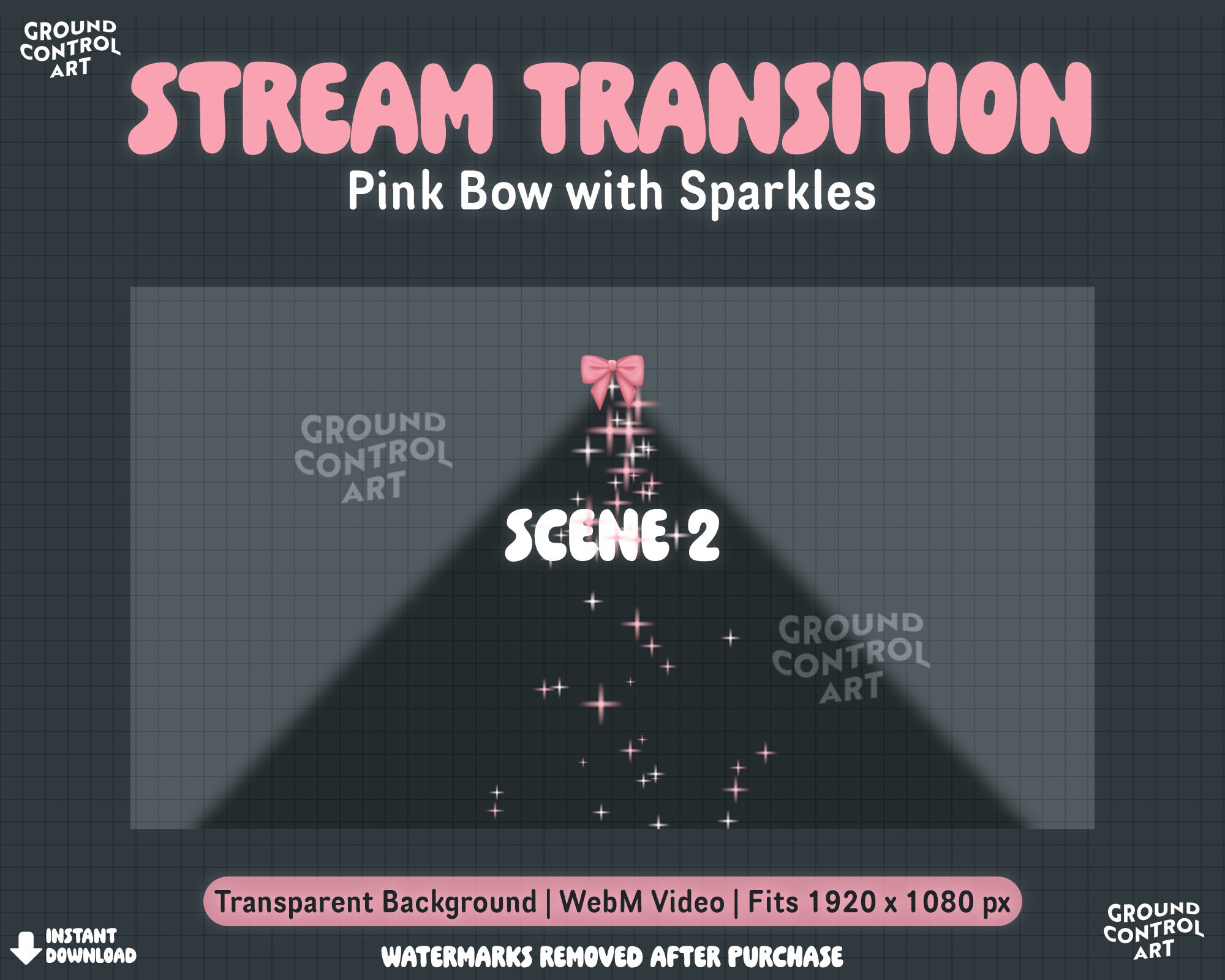 Pink Bow Sparkling Stream Transition Animated Livestream Scene Change ...