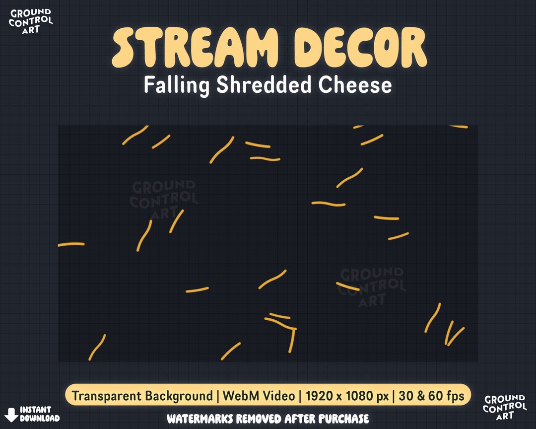 Shredded Cheese Animated Overlay for Livestream | Transparent Animation ...