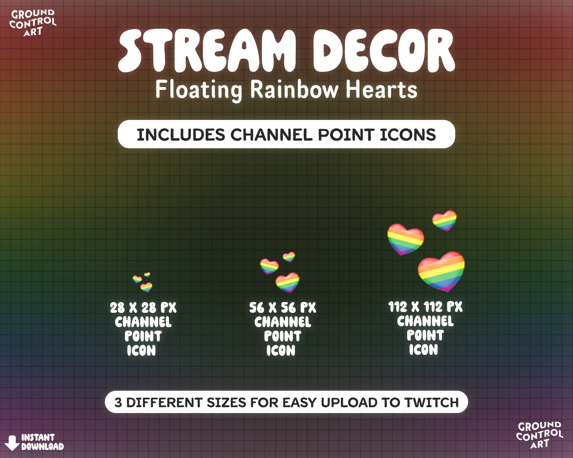 Rainbow Floating Hearts Animated Overlay | Pride Hearts for Twitch ...