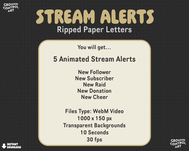 Ripped Paper Stream Alerts | Animated Livestream New Follower Alert ...
