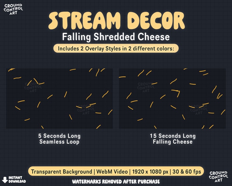 Shredded Cheese Animated Overlay for Livestream | Transparent Animation ...