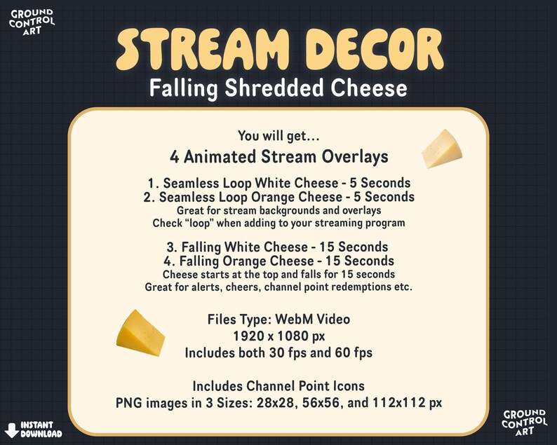 Shredded Cheese Animated Overlay for Livestream | Transparent Animation ...