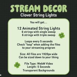 Four Leaf Clover String Lights Animated Stream Decor | Livestream ...