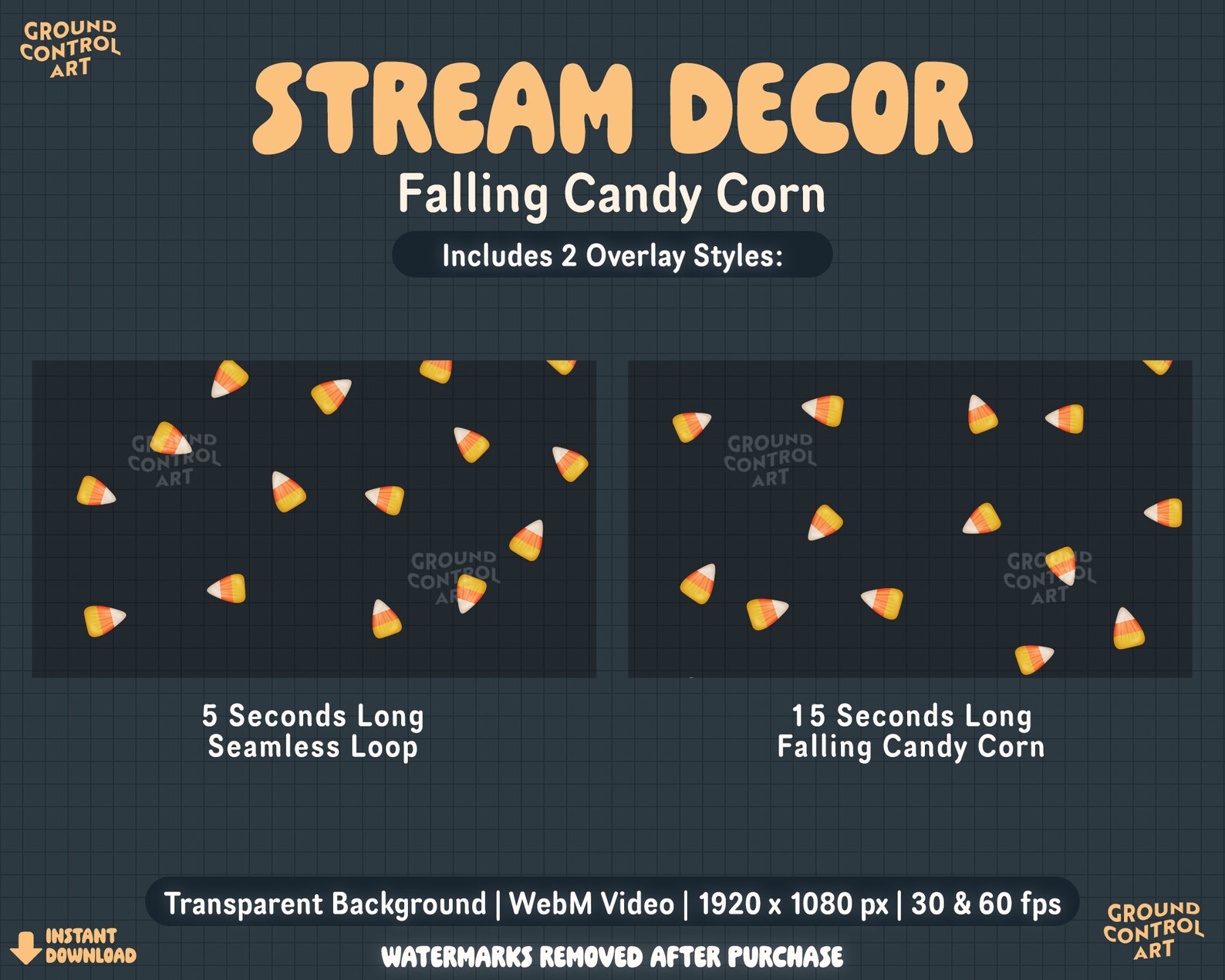 Falling Candy Corn Animated Overlay | Great for Twitch Alert, Stream ...