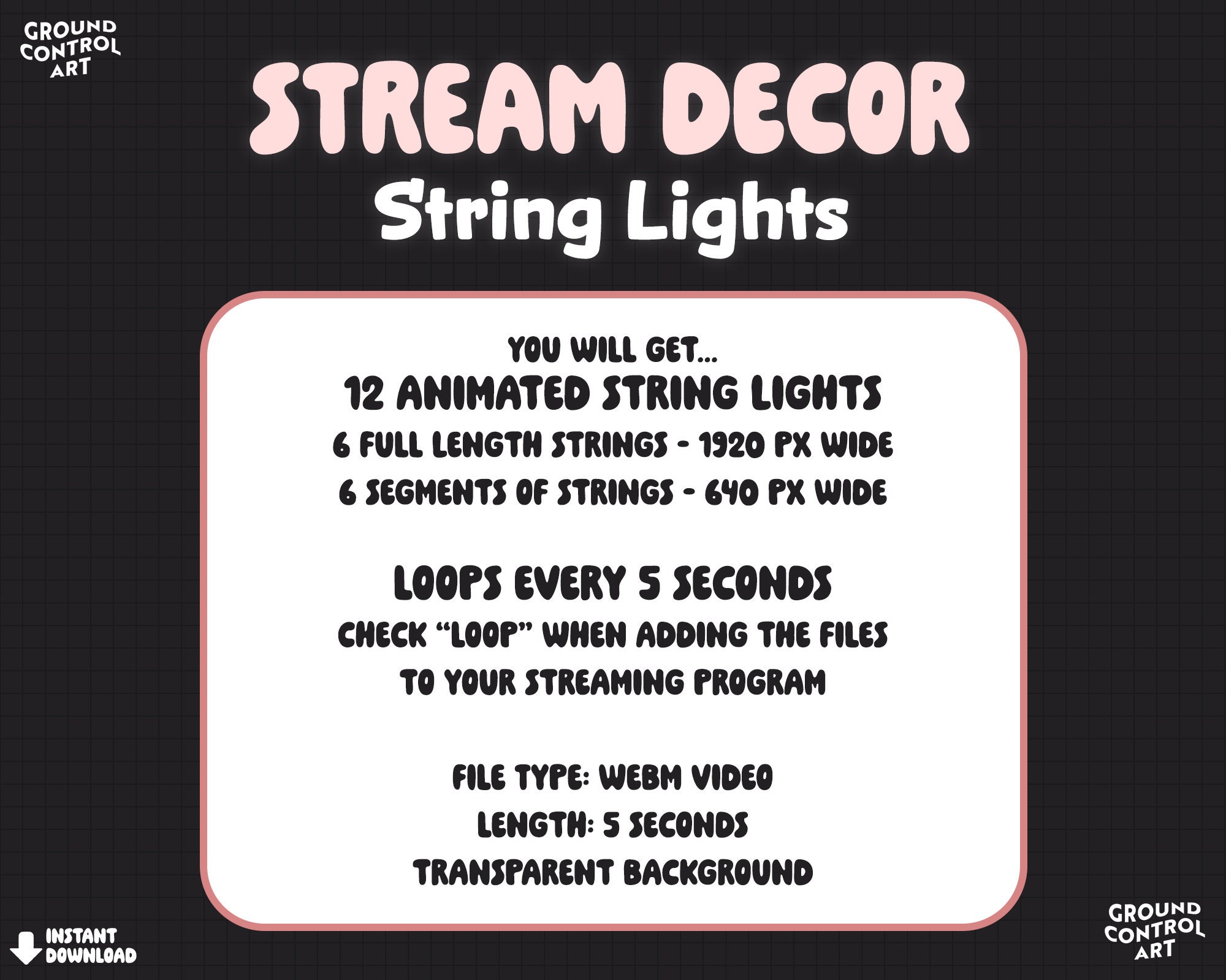String Lights Animated Stream Decor | Livestream Decoration | Perfect ...
