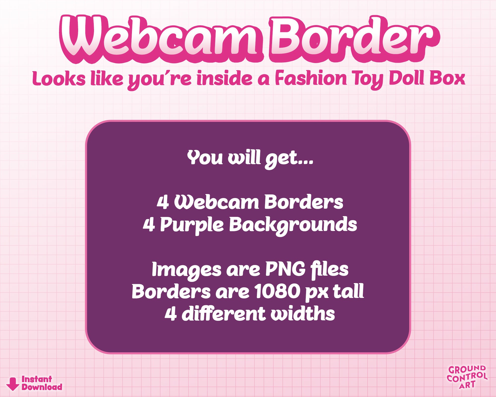Doll Box Border for Stream | Webcam, Chat Box, Game Border | Cute Pink ...