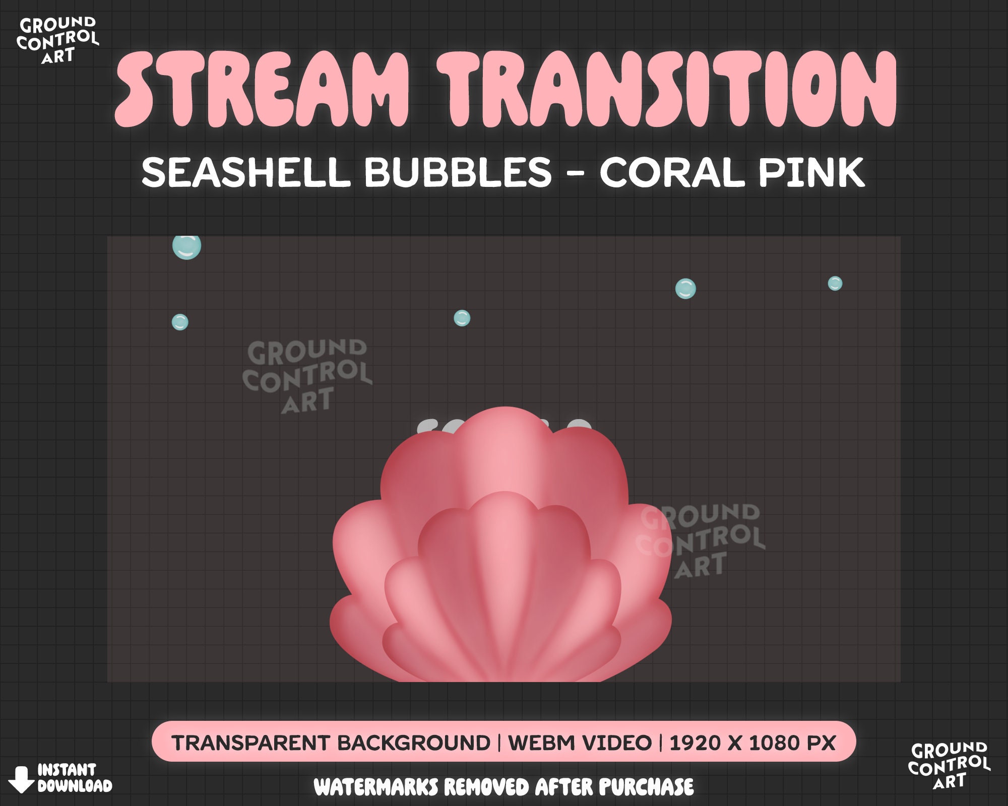 Stream Transition | Animated Pink Seashell Bubbles | Livestream Scene ...