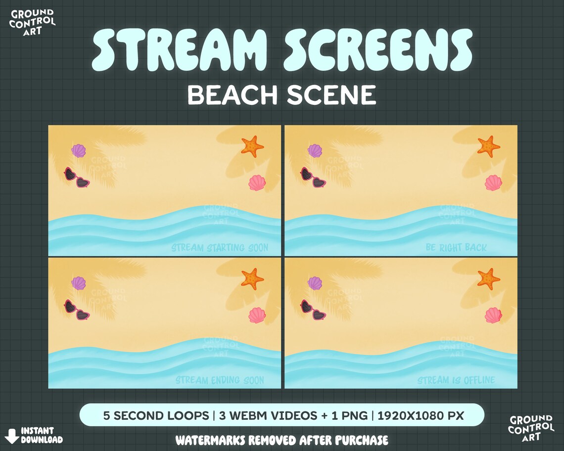 Beach Stream Screens | Animated Twitch Livestream Starting Soon | Sunny ...