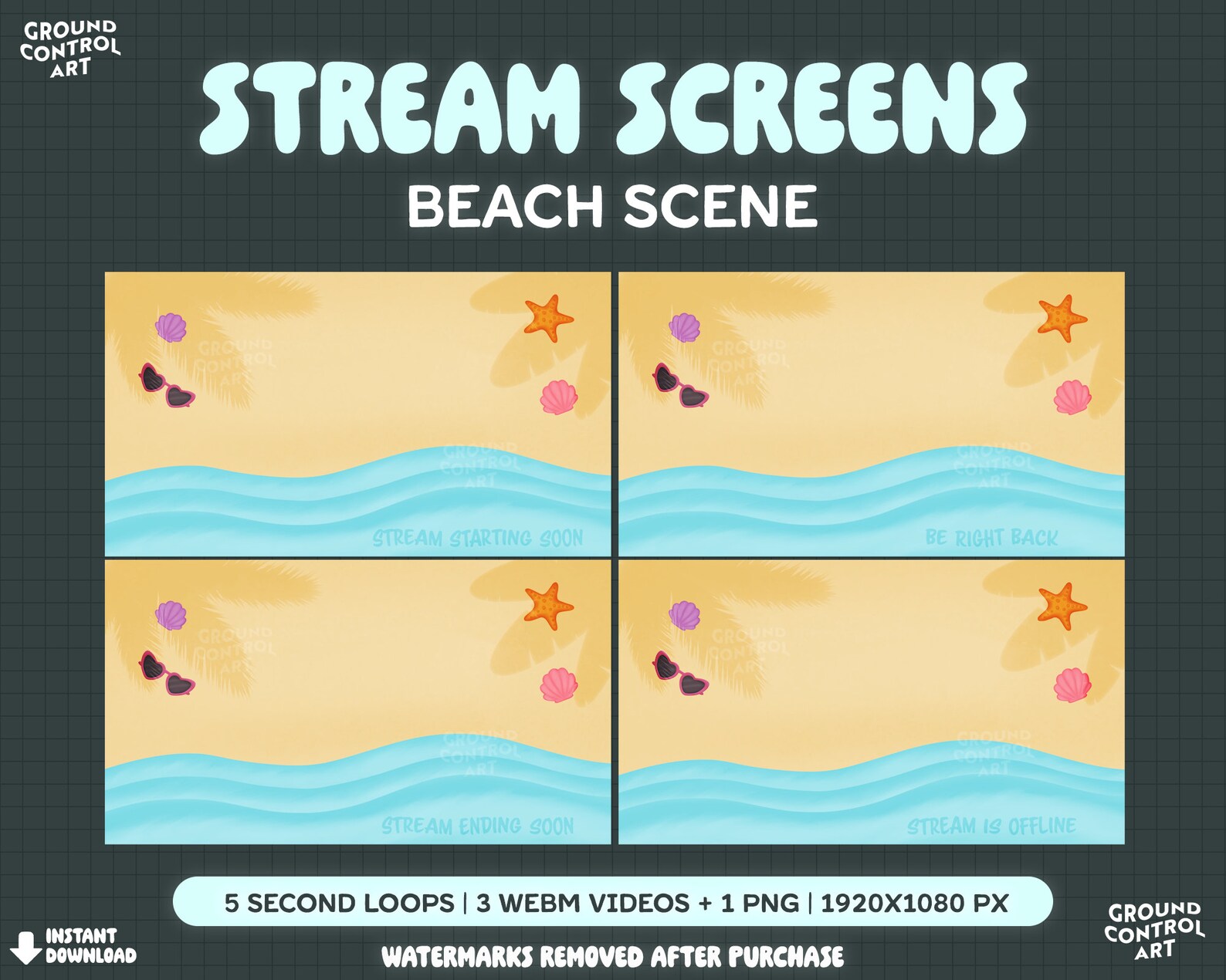 Beach Stream Screens | Animated Twitch Livestream Starting Soon | Sunny ...