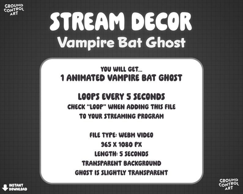 Vampire Bat Ghost Animated Stream Decor | Livestream Decoration ...