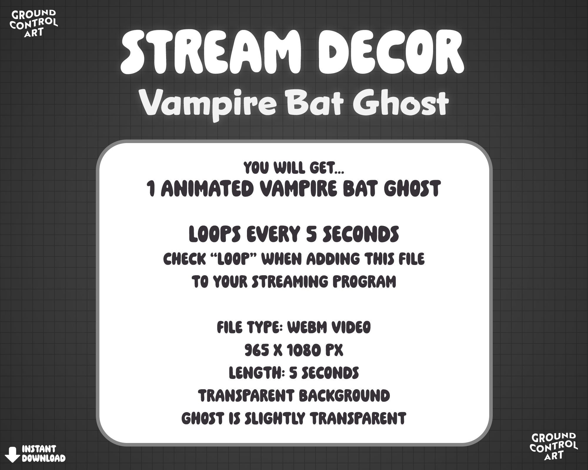 Vampire Bat Ghost Animated Stream Decor | Livestream Decoration | Perfect Looping Animation ...