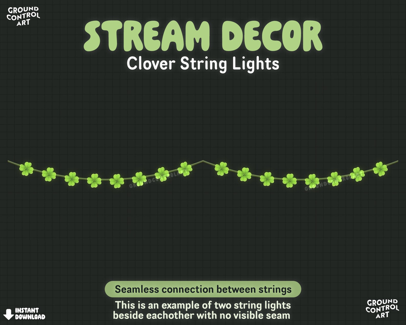 Four Leaf Clover String Lights Animated Stream Decor | Livestream ...