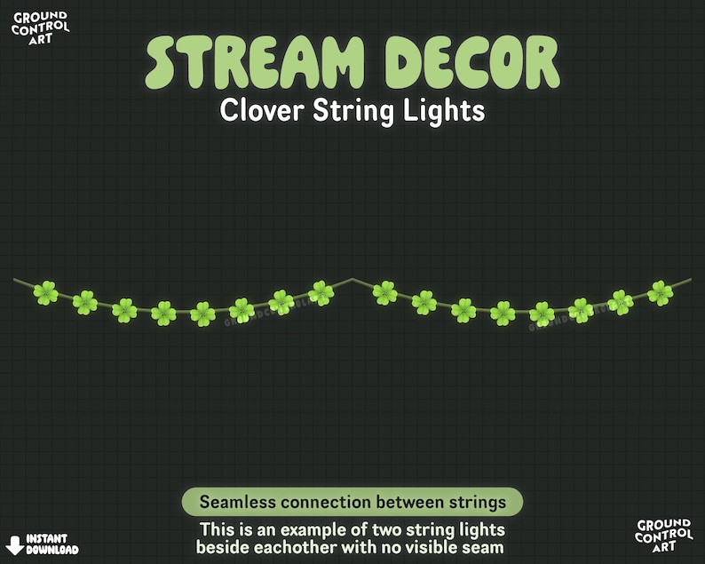 Four Leaf Clover String Lights Animated Stream Decor | Livestream ...