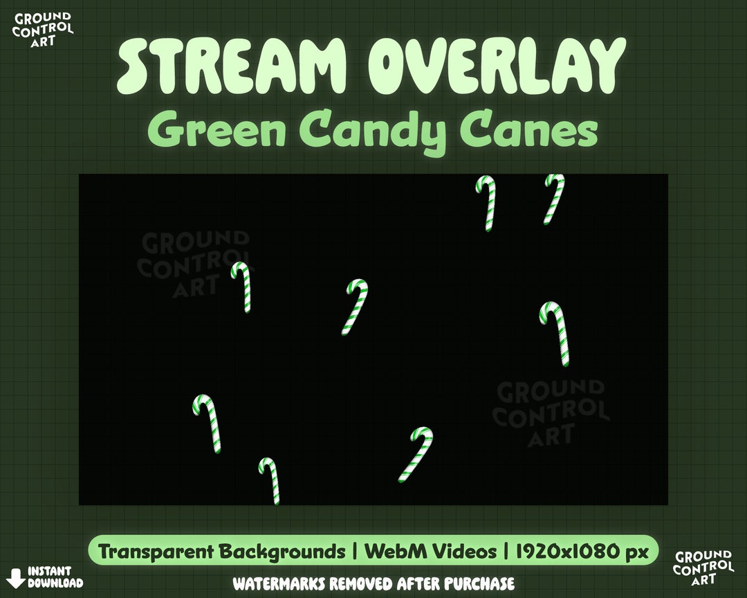 Green Candy Canes Animated Overlay | Transparent Animation | Great for ...