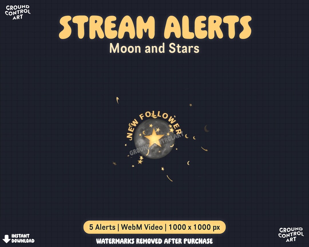 Moon and Star Stream Alerts | Animated Livestream New Follower Alert ...